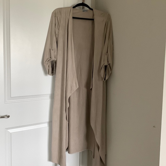 Abbeline | Jackets & Coats | Drape Front Microsuede Trench | Poshmark